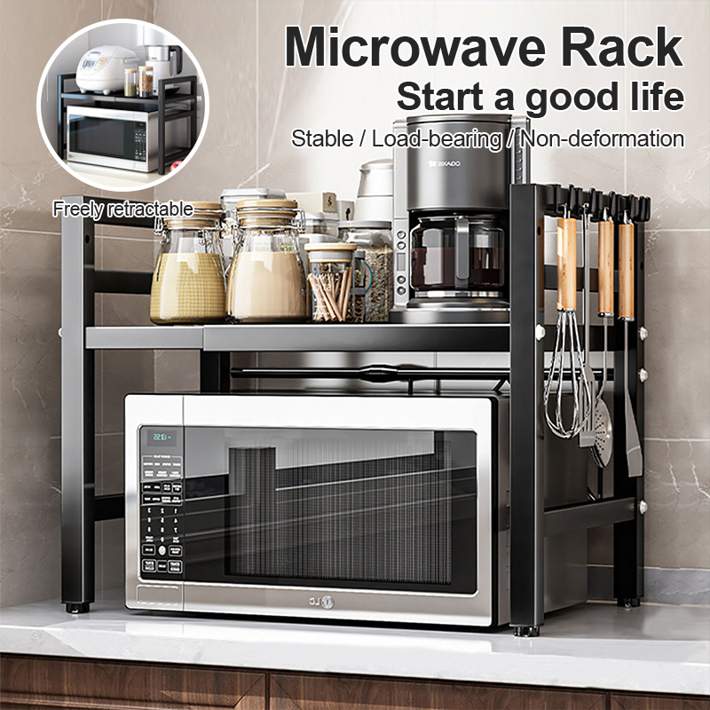 Kitchen Organizer Microwave Rack Expandable Carbon Steel Storage Rack ...