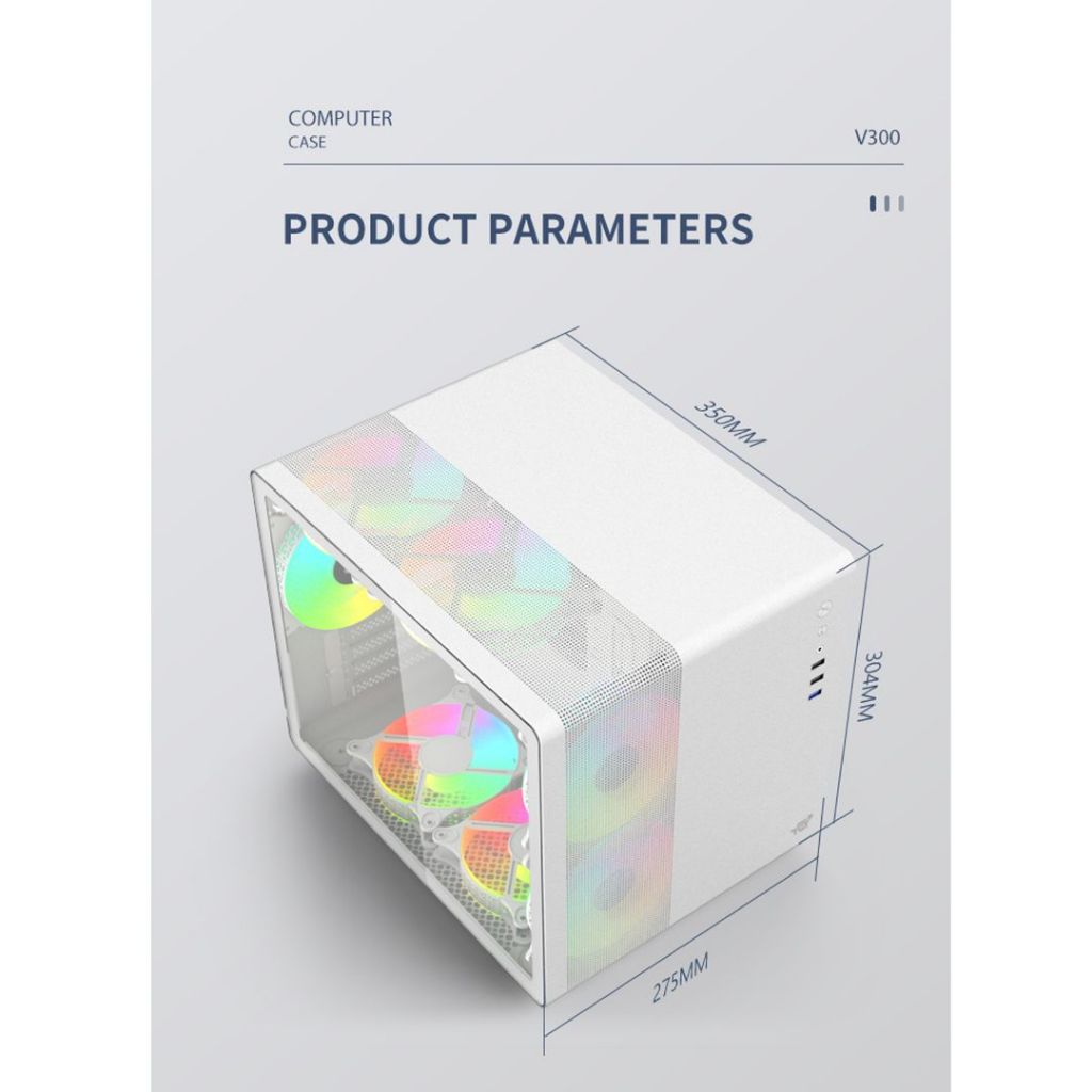YGT V300 MINI GAMING CASE BLACK WHITE MICRO-ATX/ITX DESKTOP COMPUTER ...