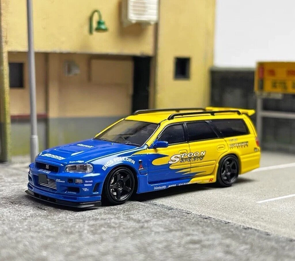 SW 1 64 JDM GTR R34 Stagea Spoon Wagon Sports Model Diecast Collect Car ...