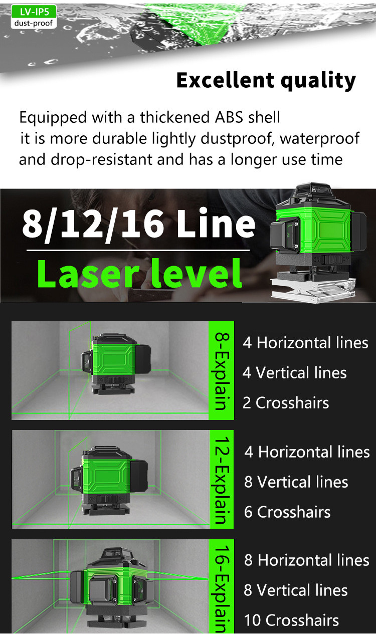 12 Line Clear Precision Laser Level High-Quality Laser Meter with ...