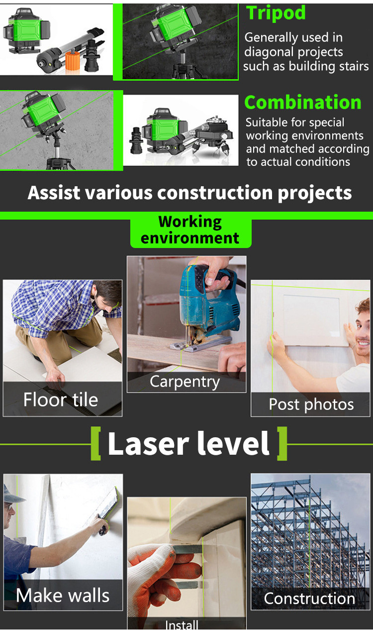 12 Line Clear Precision Laser Level High-Quality Laser Meter with ...