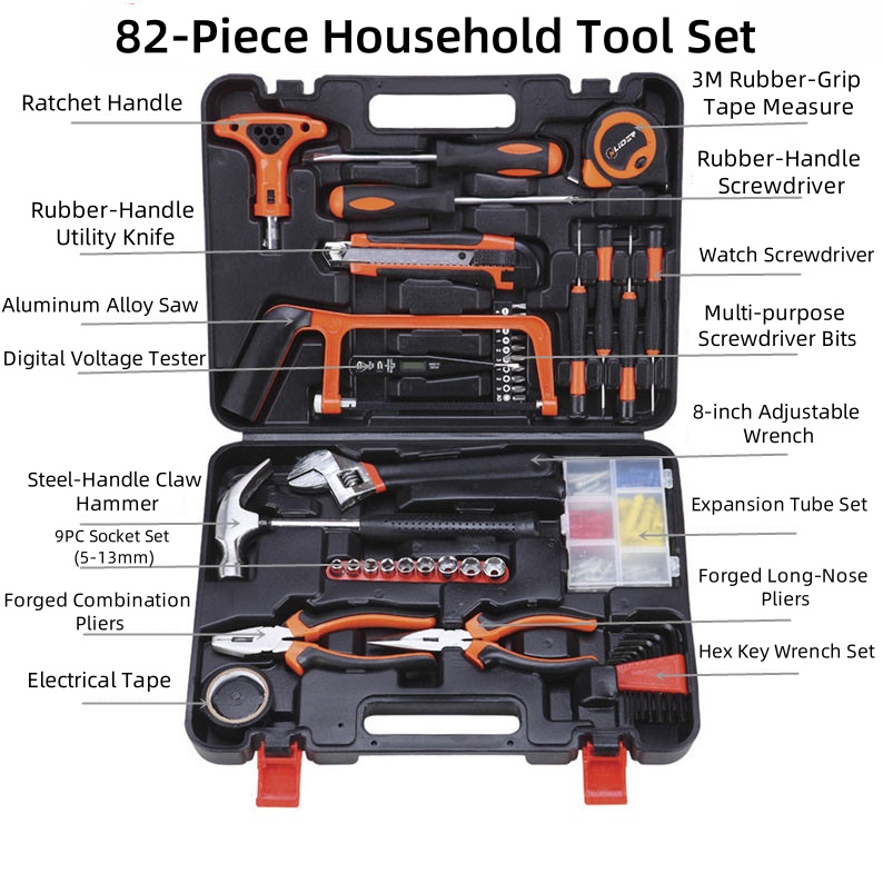 82/108pcs Toolbox Set Home Tool Kit For DIY and Quick Repairs Home ...