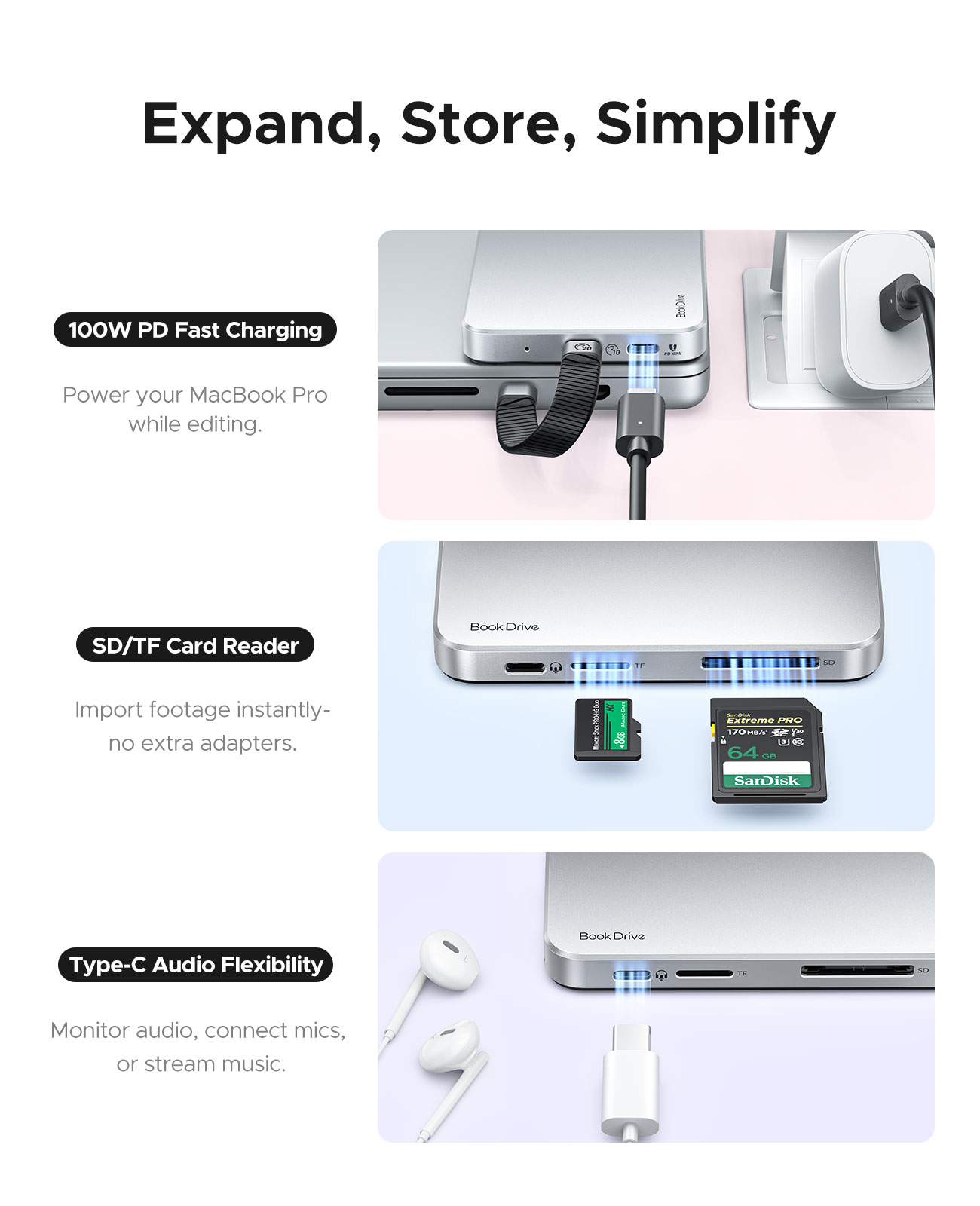 ORICO 1TB Portable SSD Magnetic With PD100W TF SD Port External SSD for ...