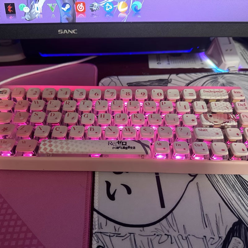 Rem Keycap OEM Profile PBT 120 Keys Four-sided Light Transmission Dye ...