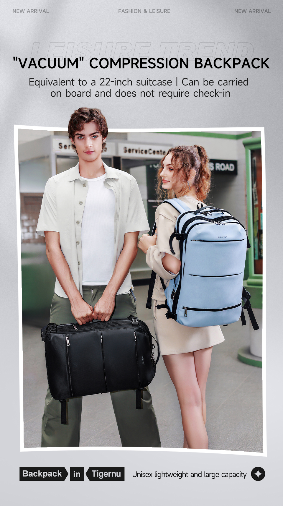 Tigernu 9831 Expandable Large Capacity Vacuum Backpack USB port Water ...