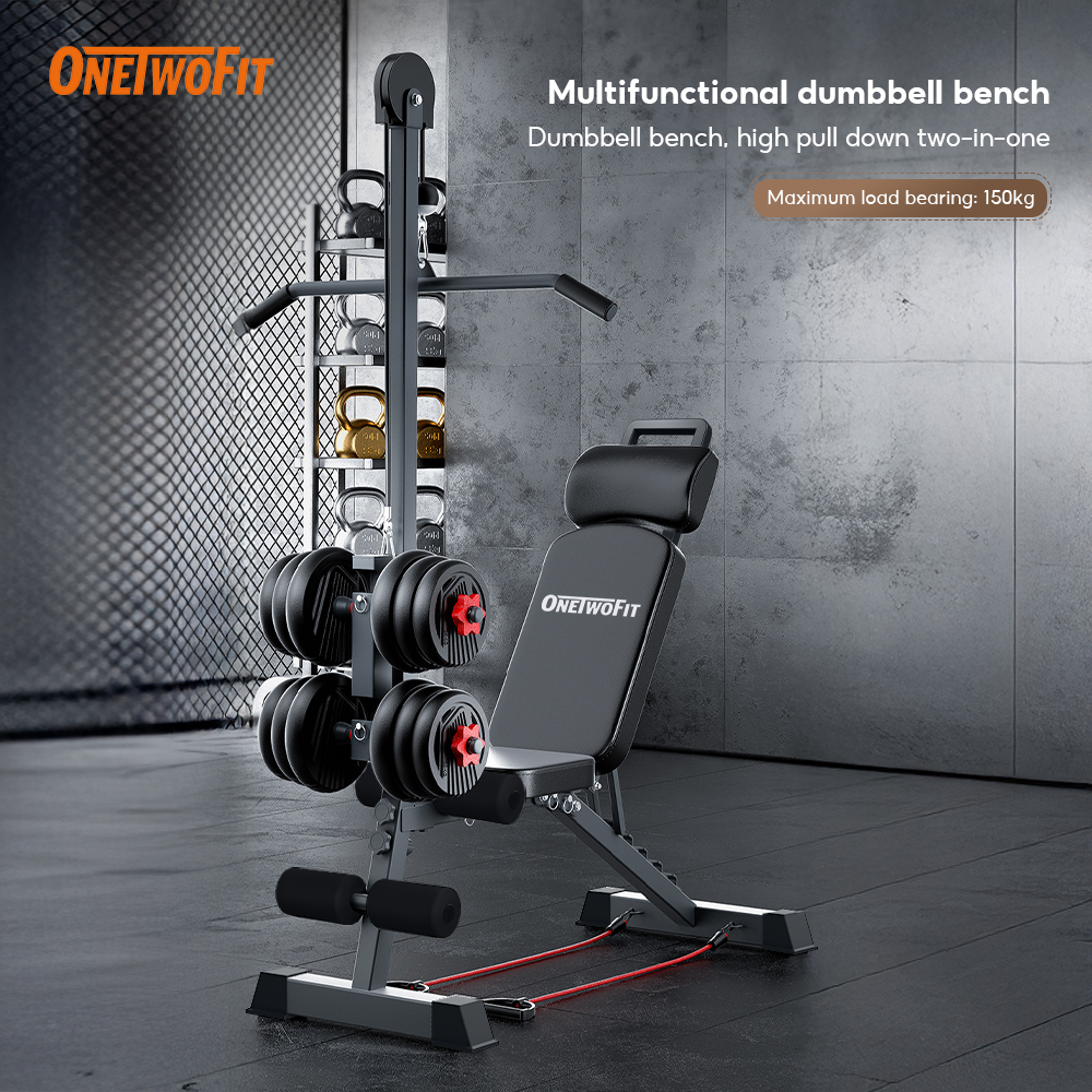 OneTwoFit high pull-down dumbbell bench sit-up bench multi-function ...