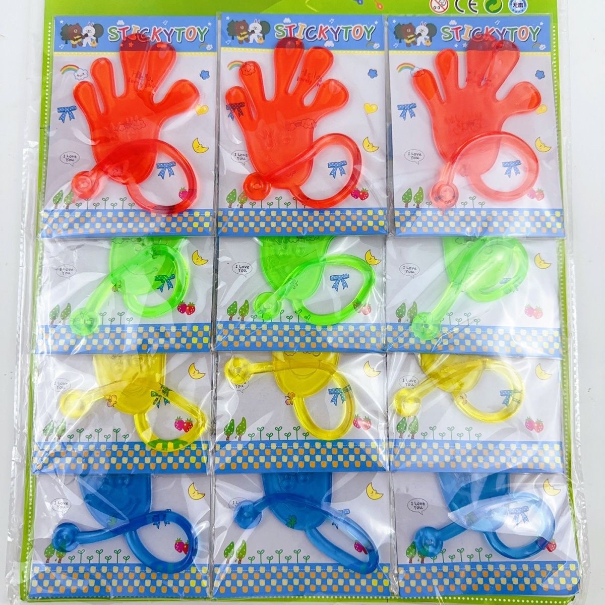 12 Pieces Sticky Hand Toy For Kid large size Sticky Fun Glitter Gift ...