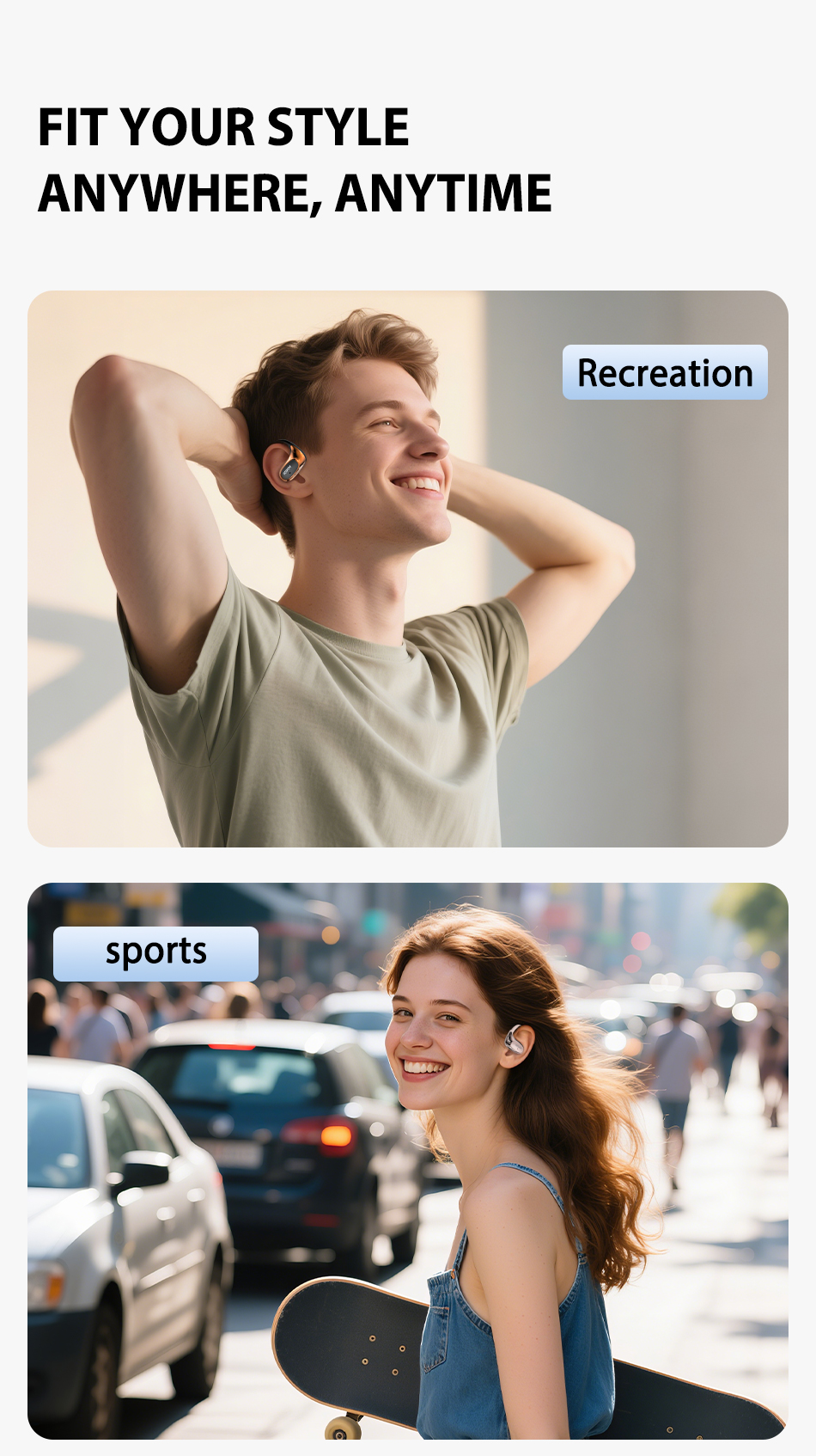 HTC NE35 Earphones Bluetooth 6.0 Real Time AI Translation Ear Hanging ...