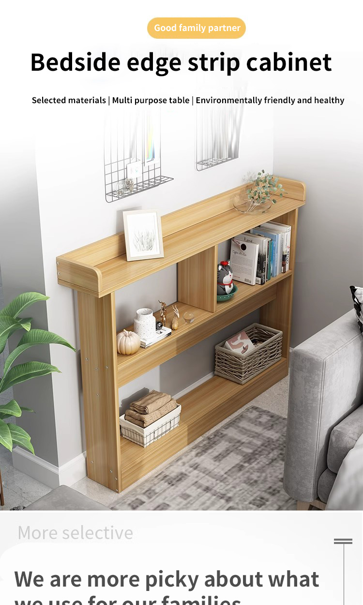 Narrow Table Bedside Table Side Cabinet Wood Shelf Slim Behind Sofa Thin Table Bedroom Storage ...