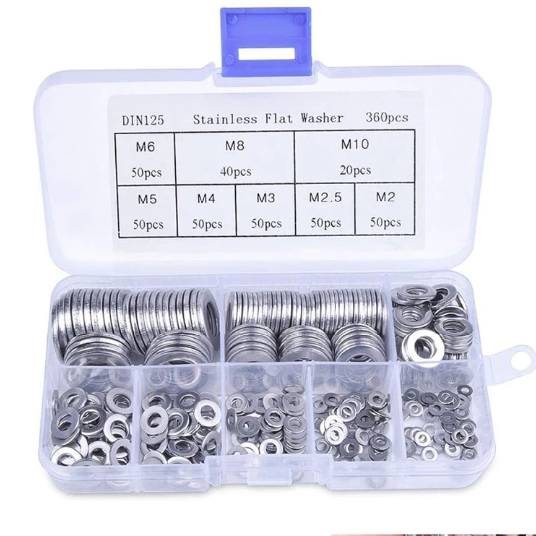 360pcs m2 m2.5 m3 m4 m5 m6 m8 m10 Stainless Steel Flat Hardware Washer ...