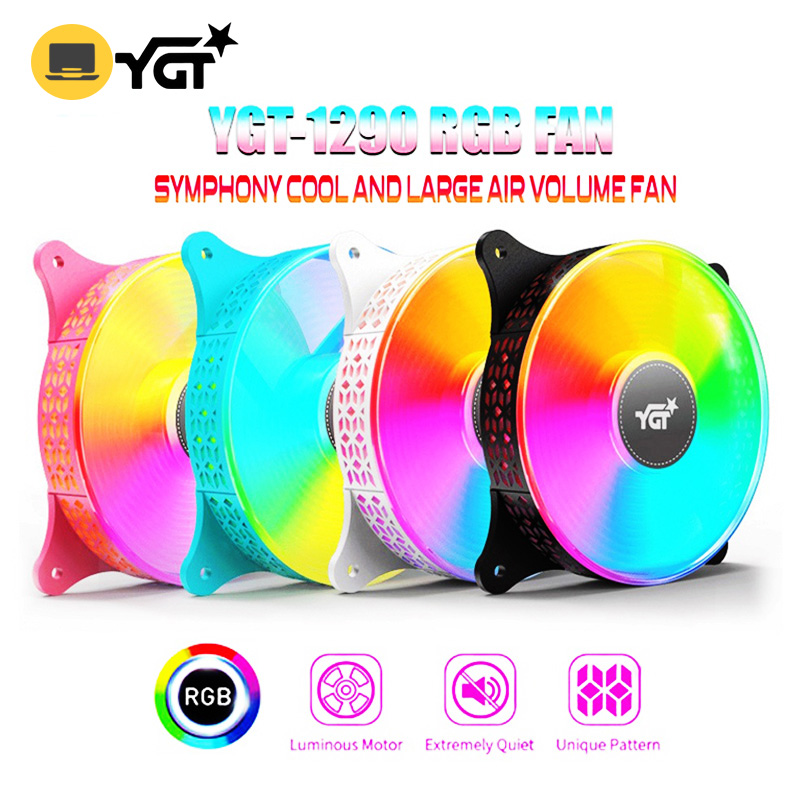 YGT RGB PC Fan 120mm Computer Case Fan CPU Heatsink Fan Cooling Ring ...