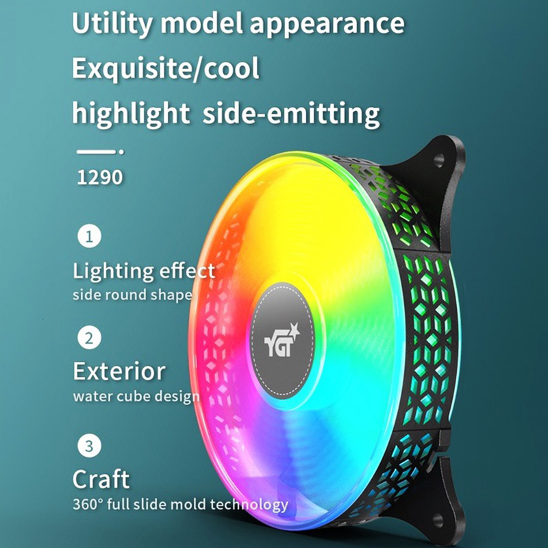 YGT RGB PC Fan 120mm Computer Case Fan CPU Heatsink Fan Cooling Ring ...