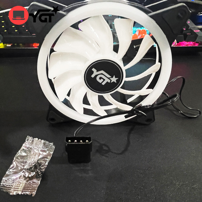 YGT RGB PC Fan Double Ring 120mm Rainbow Fan Silent Cooling Ring Fan ...