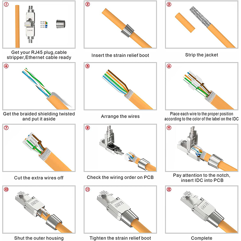 Hoolnx Tool Free Rj45 Connector Tool Free For Installation Cable Cat8 Cat7 Cat6a Network Plug