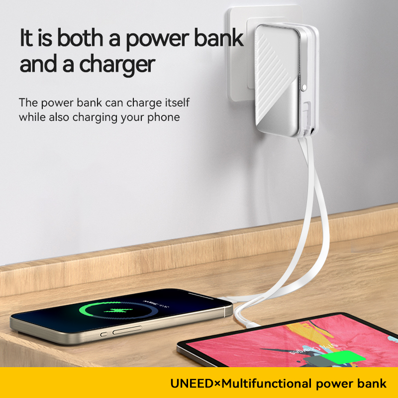 UNEED JW01 Magnetic PowerBank 30000mAh Built-in Cable Fast Charging ...