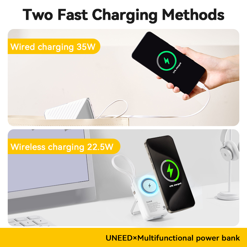 UNEED JW01 Magnetic PowerBank 30000mAh Built-in Cable Fast Charging ...