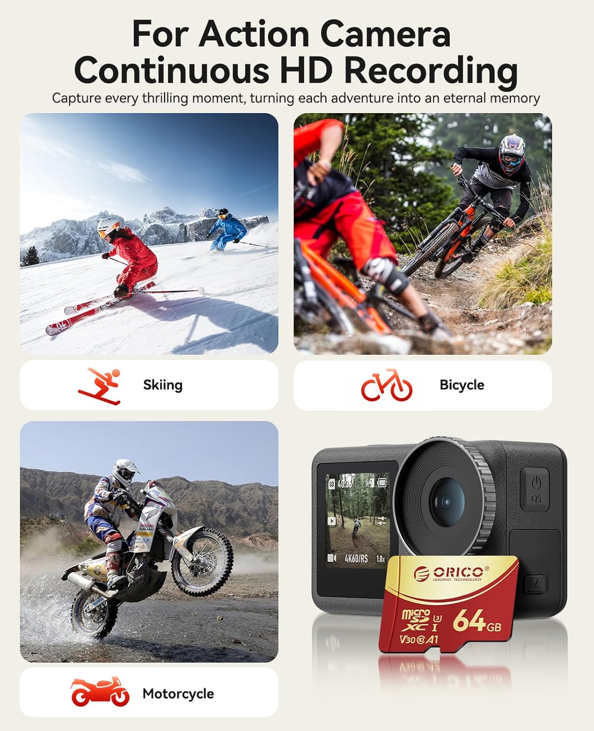 ORICO 32GB 64GB 128GB Micro SD Memory Card Full HD and 4K UHD for ...