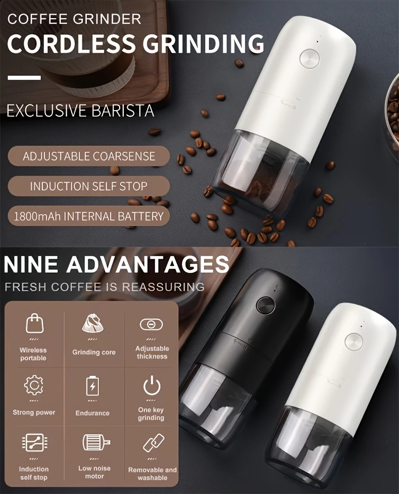 Portable Electric Burr Coffee Grinder, Small Electric Charging Mini ...