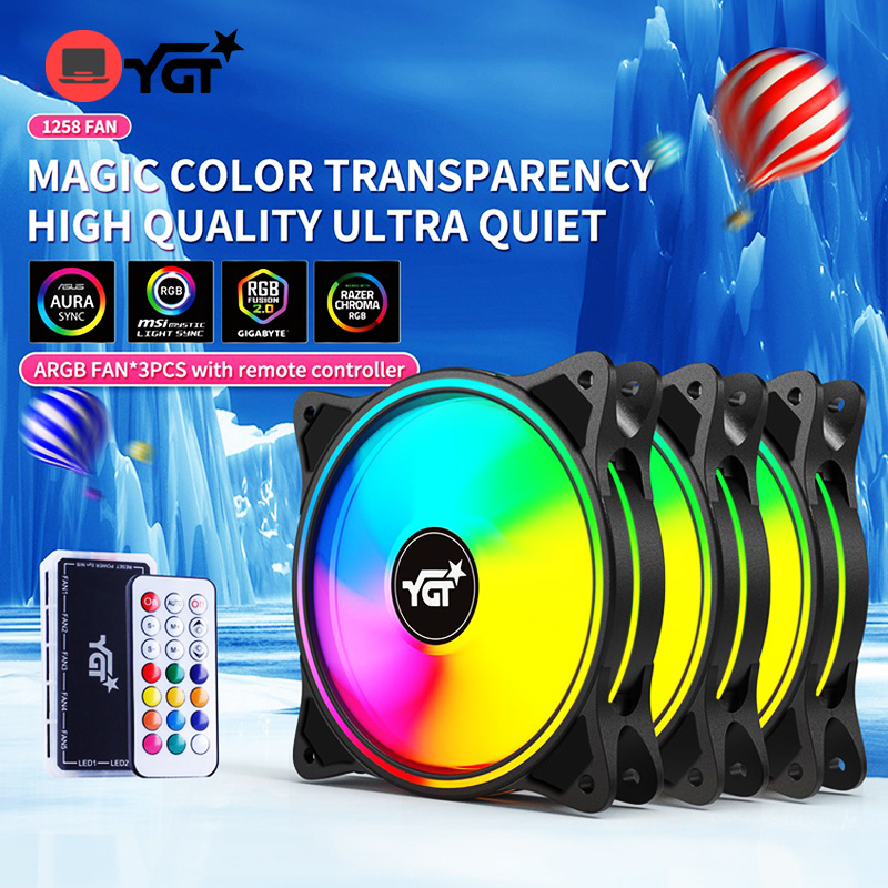 YGT ARGB FAN 3 In 1 KIT 120MM Computer Case Fan Cooling Fan With ...