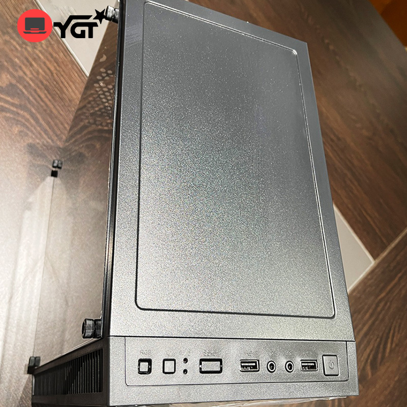 YGT Black PC Case With 2 Fan Tempered Glass Micro ATX Gaming Case ...