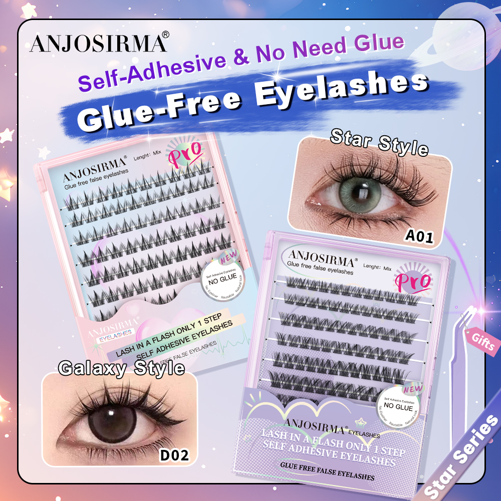 【No Need Glue & Gift Tweezer】ANJOSIRMA Glue Free Eyelash Extensions Set ...