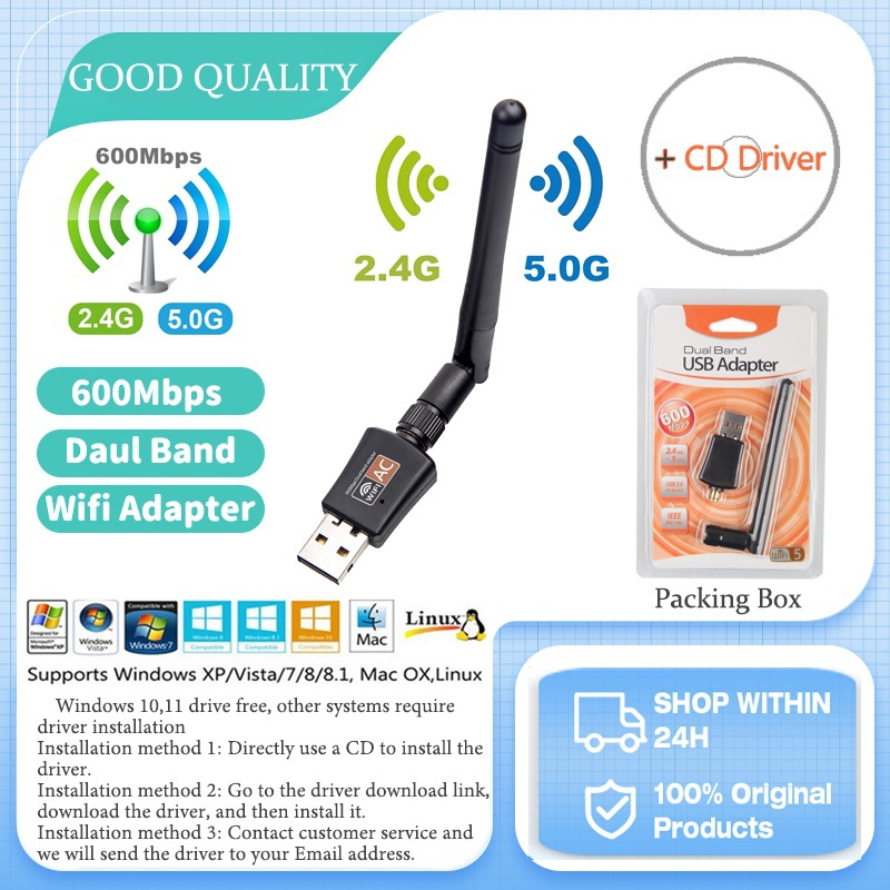 Trendy New 600Mbps Dual Band 2.4G+5GHz Wireless WiFi Adapter 802.11AC ...