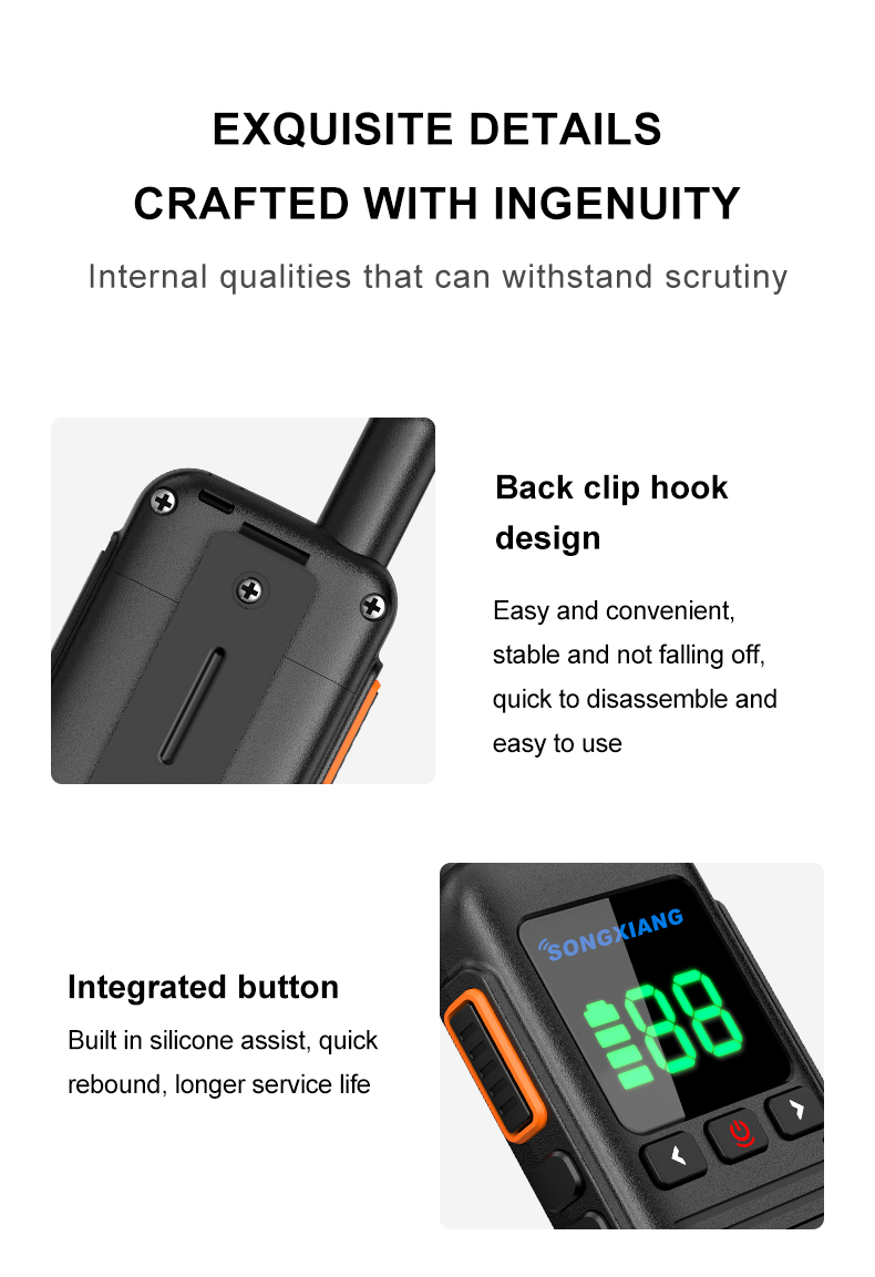 SX 005 UHF 400-480MHZ 16 Channel Two-Way Walkie Talkie Radio 5W ...