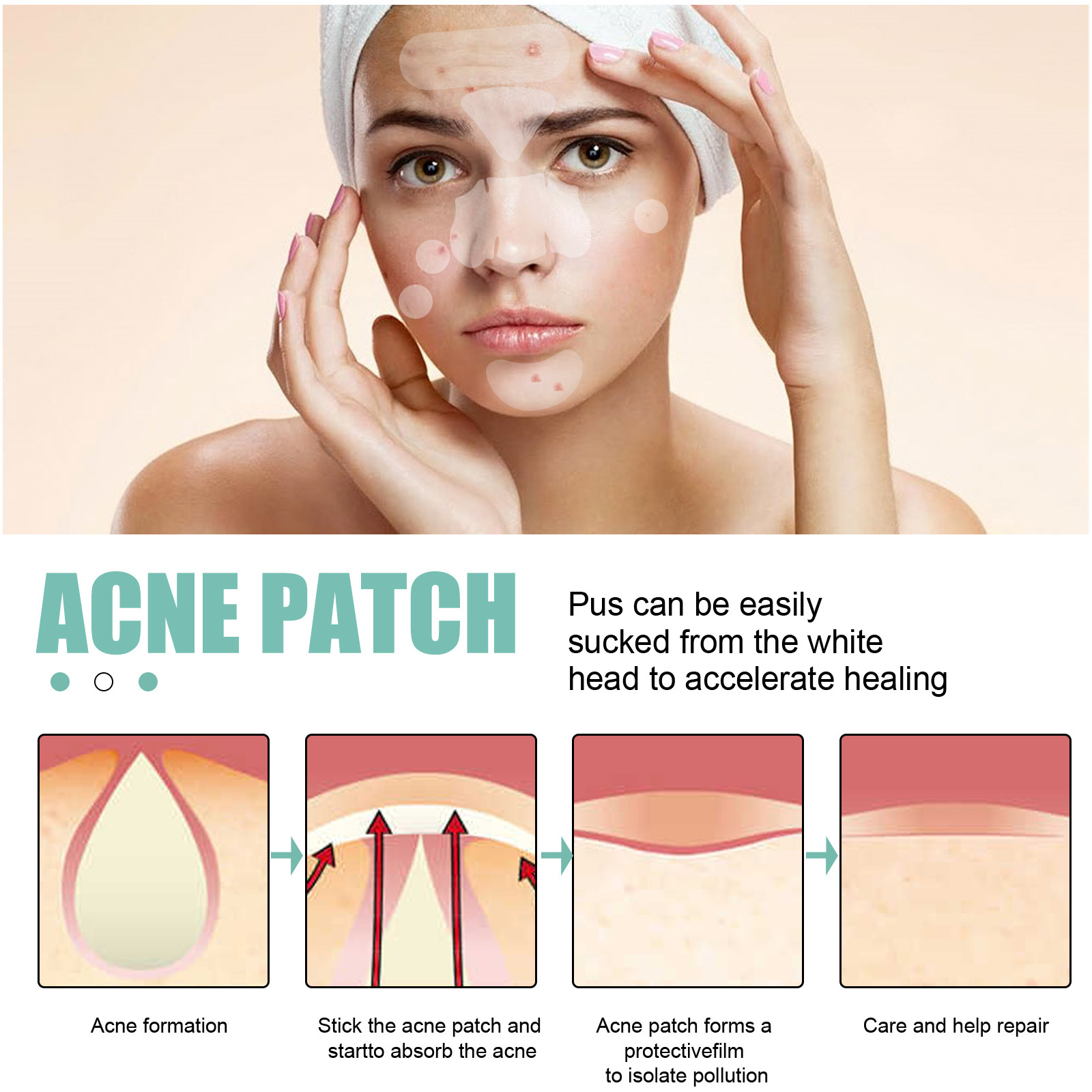 Face Pimple Patches, Hydrocolloid Acne Spot Covers for Nose, Cheek ...