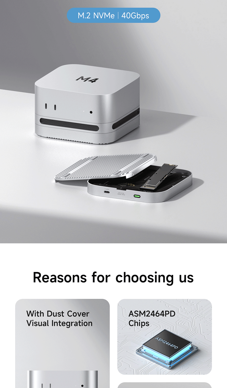 Hagibis USB4 Hard Drive Enclosure 40Gbps M.2 NVMe SSD Case for Mac mini ...