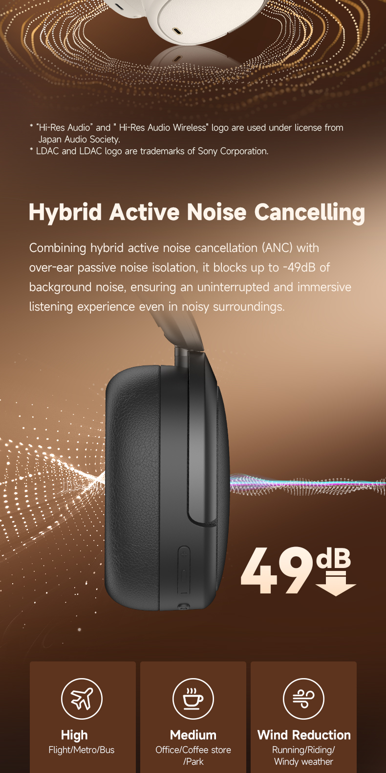 EDIFIER W80 Wireless Over-ear Headphones Bluetooth v5.4 Headset 40mm Dynamic Driver with -49dB ...