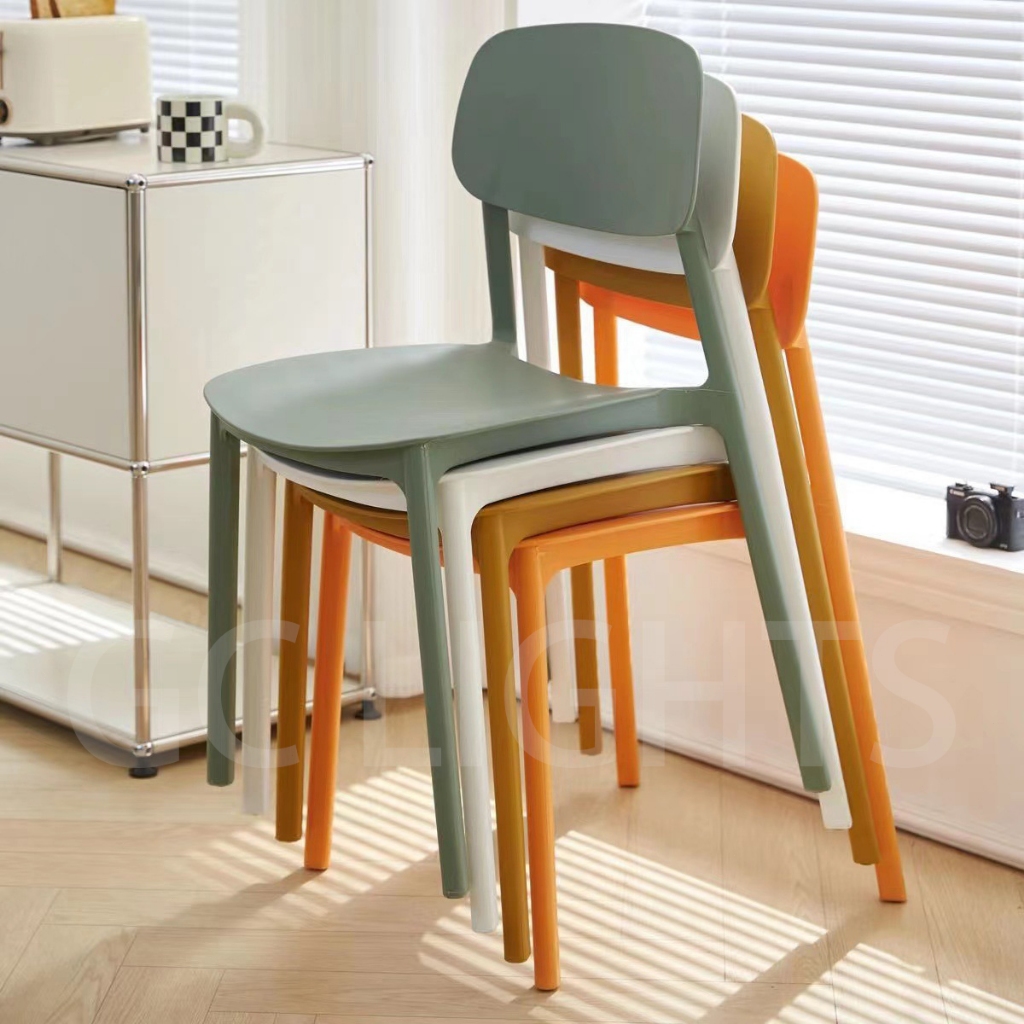 Nordic Style Plastic Chair Heavy Duty Stackable Chairs for Dining ...