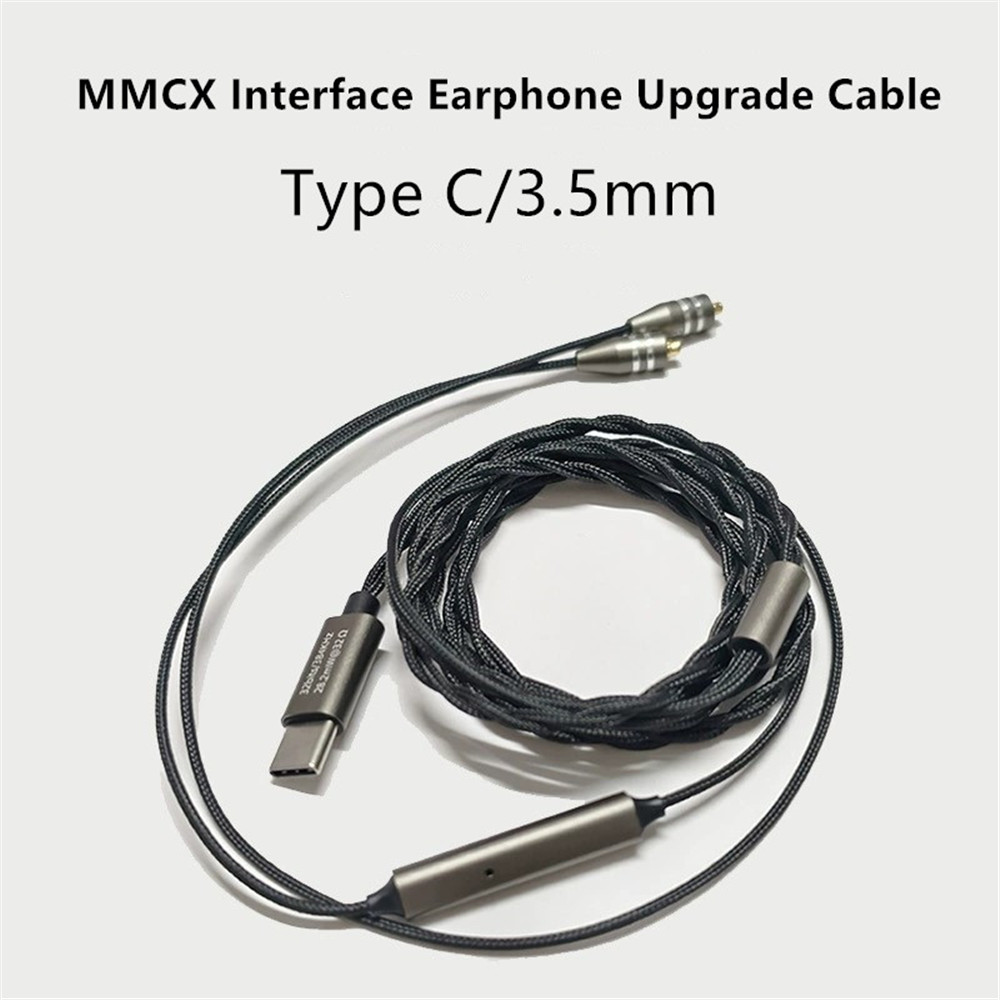 LUNSHENG 3.5mm Type C MMCX Earphone Upgrade Cable With Mic Built-in DAC ...