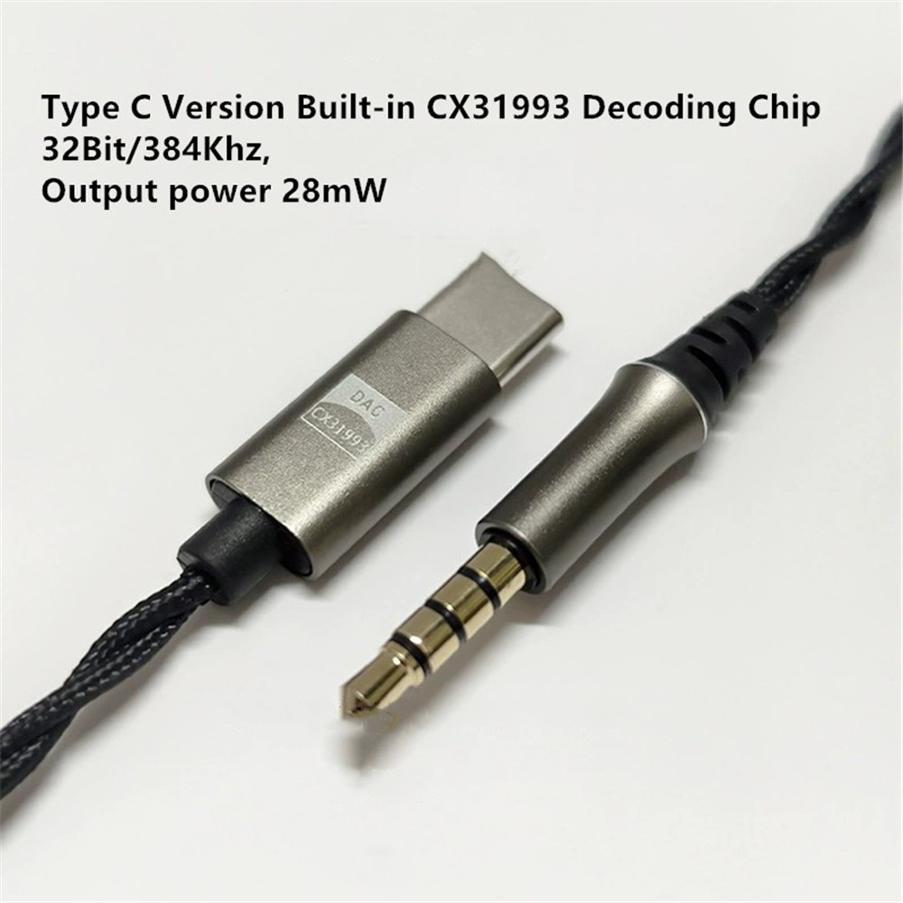 LUNSHENG 3.5mm Type C MMCX Earphone Upgrade Cable With Mic Built-in DAC ...
