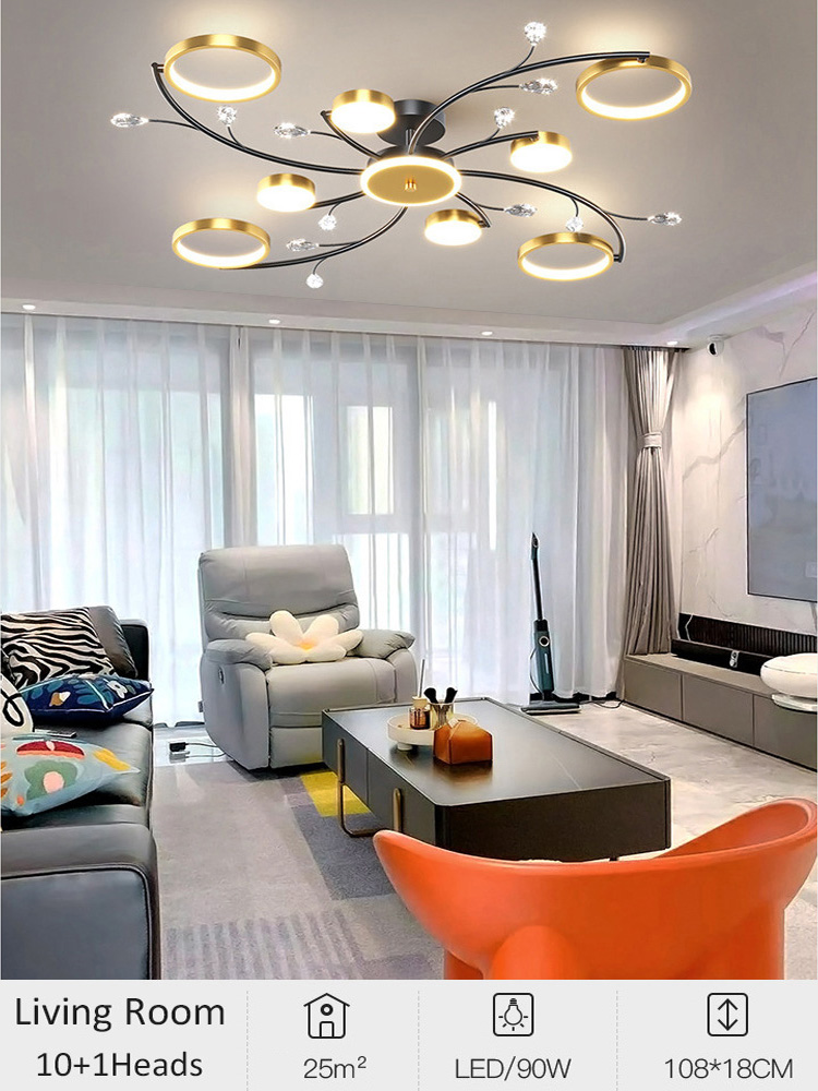 Modern Chandelier Ceiling Light Tri color for Bedroom Center Lamp ...