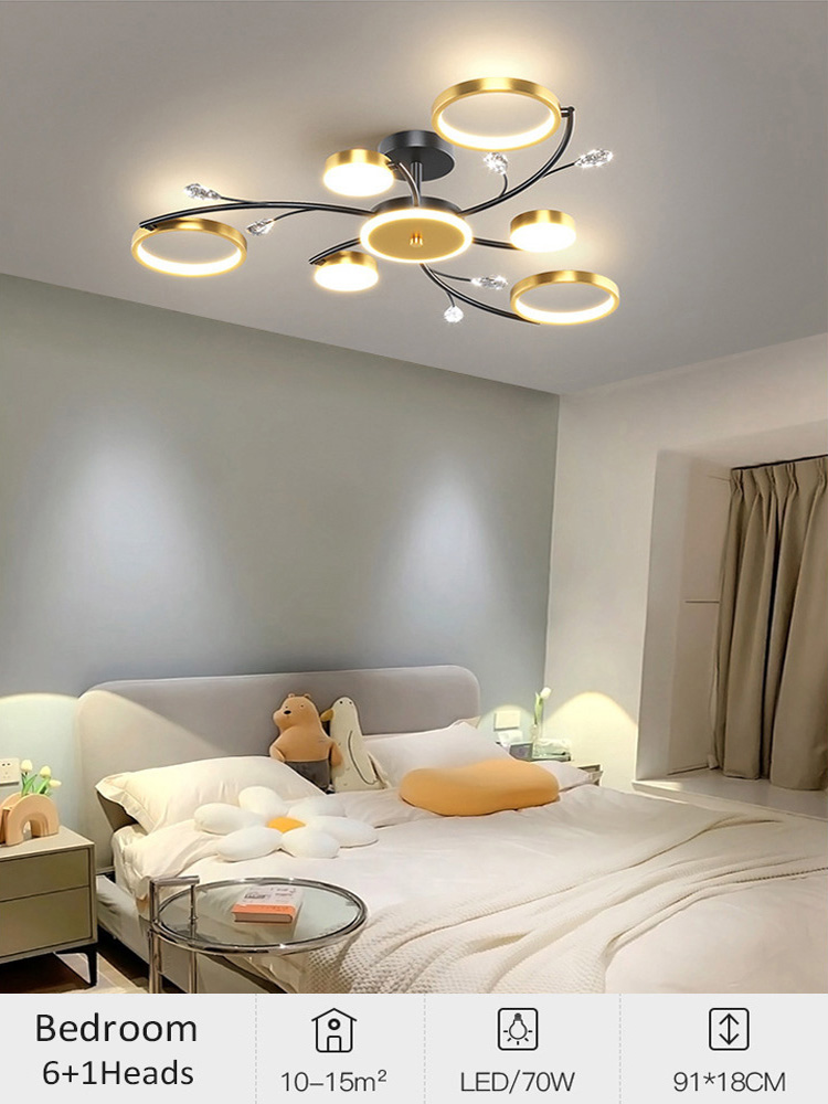Modern Chandelier Ceiling Light Tri color for Bedroom Center Lamp ...