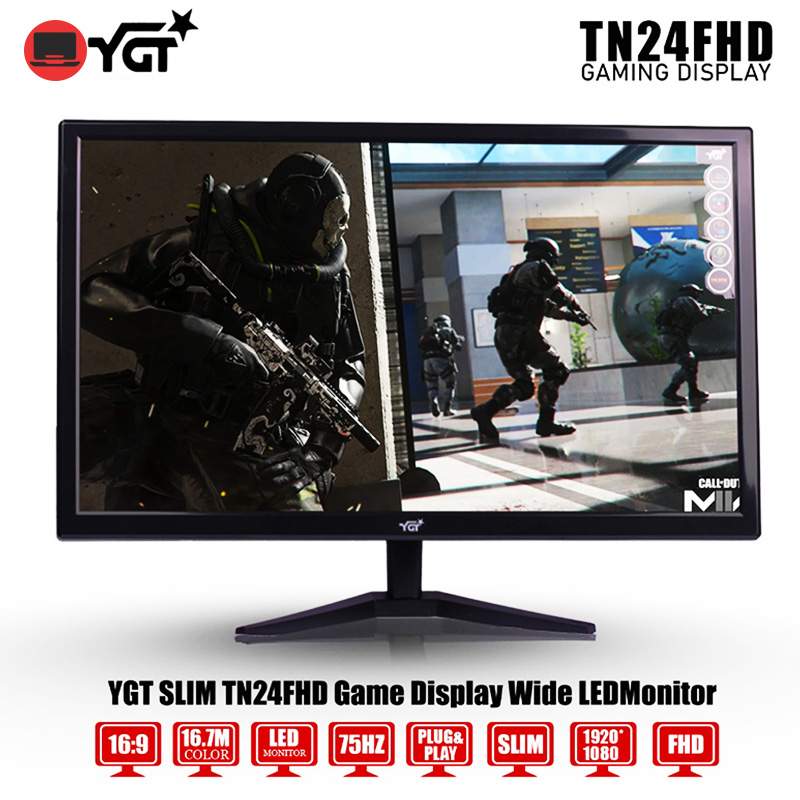 YGT SLIM FHD 19"/20"/21"/24"/27" LED Monitor Display 1080P 60Hz/75Hz ...