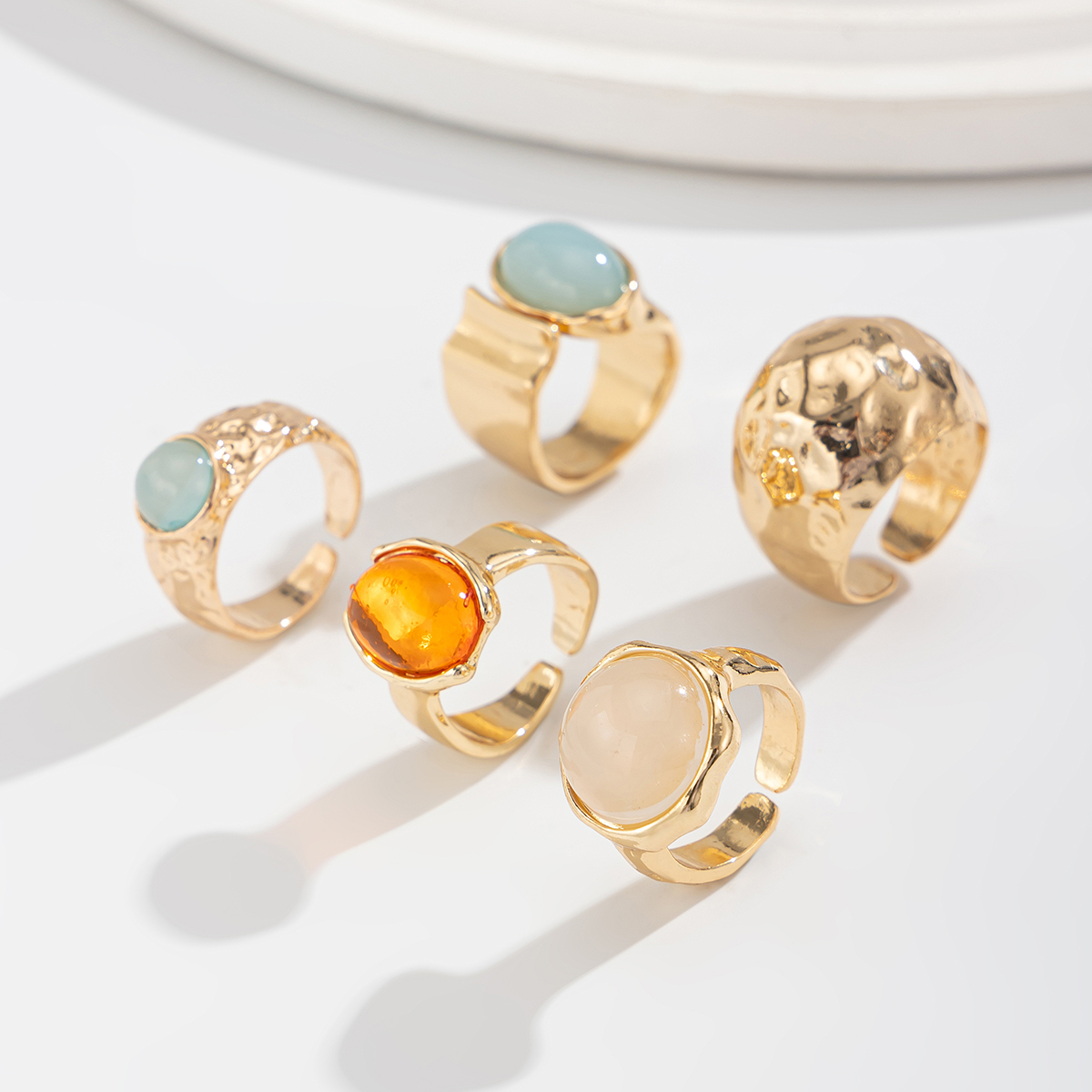 5PC Y2K Acrylic Stone Rings - Multi Color Stackable Fashion Jewelry for ...