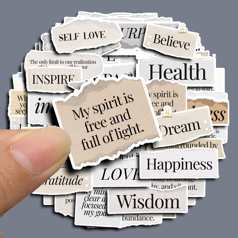 60pcs English Tearing Paper Stickers Diy Computer Laptop Washi ...
