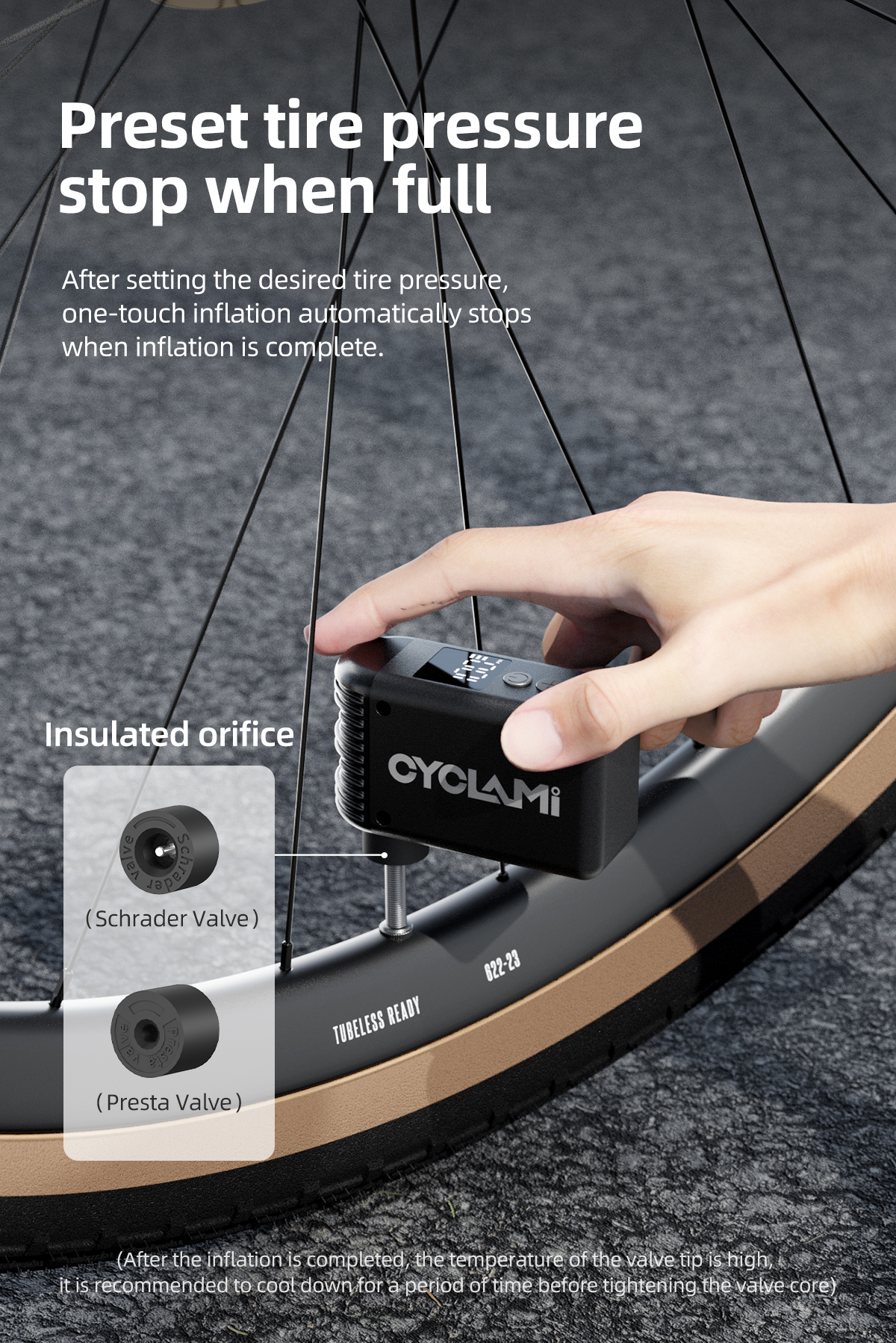 CYCLAMI A2 Mini 100 PSI Portable Bicycle Pump Rechargeable Inflator ...
