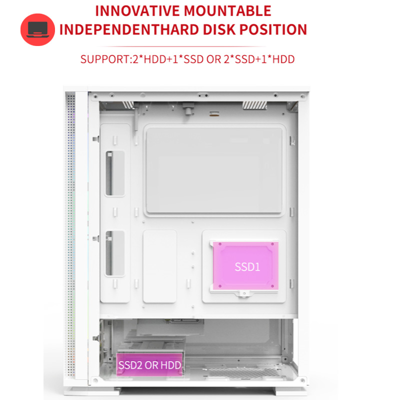 YGT K1 White Pc Case Gaming Computer Case With Tempered Glass Mid Tower ...