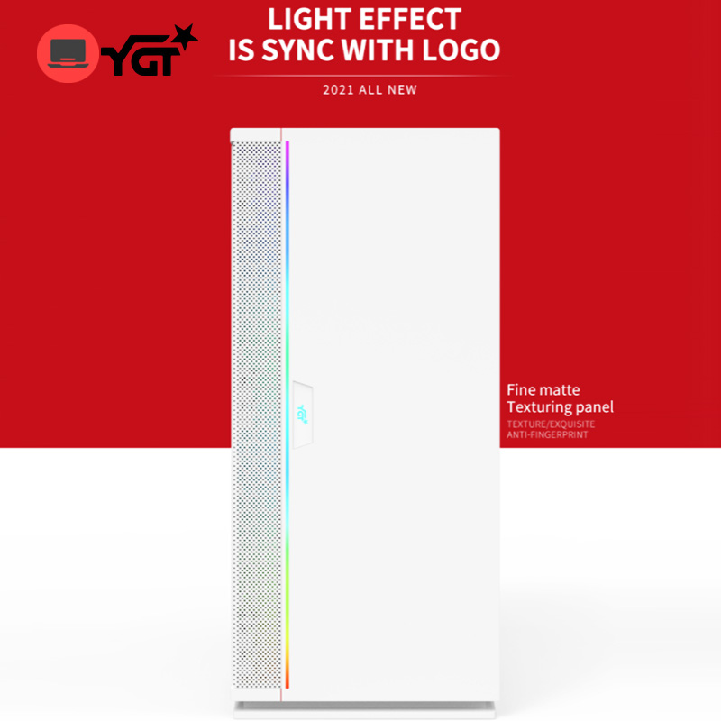 YGT K1 White Pc Case Gaming Computer Case With Tempered Glass Mid Tower ...