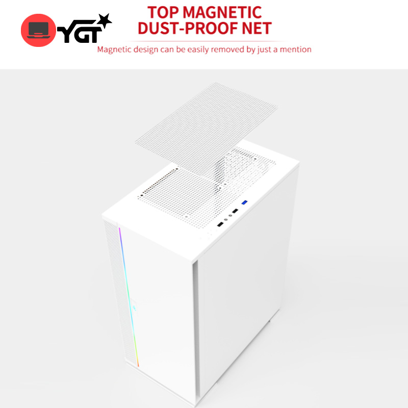 YGT K1 White Pc Case Gaming Computer Case With Tempered Glass Mid Tower ...