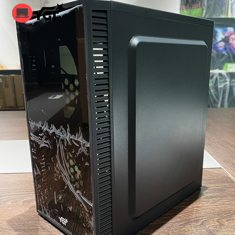 YGT Micro ATX Gaming PC Case With Tempered Glass Black Durable Desktop ...