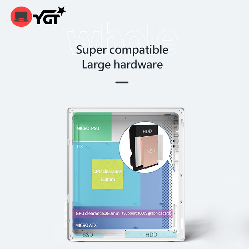 YGT V100 Computer Case With PSU Gaming Micro ATX Desktop Case (Black ...