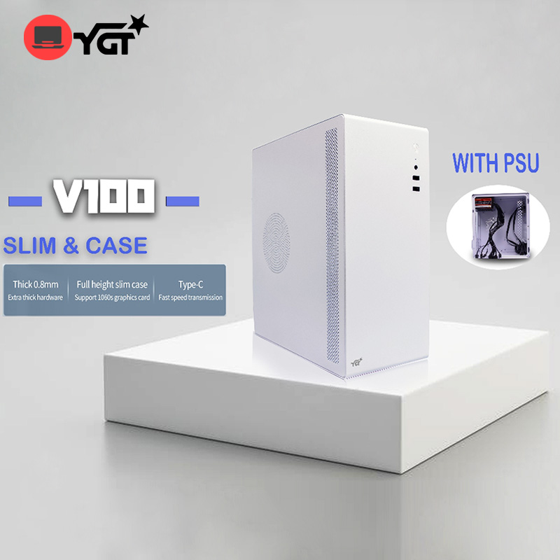 YGT V100 Computer Case With PSU Gaming Micro ATX Desktop Case (Black ...