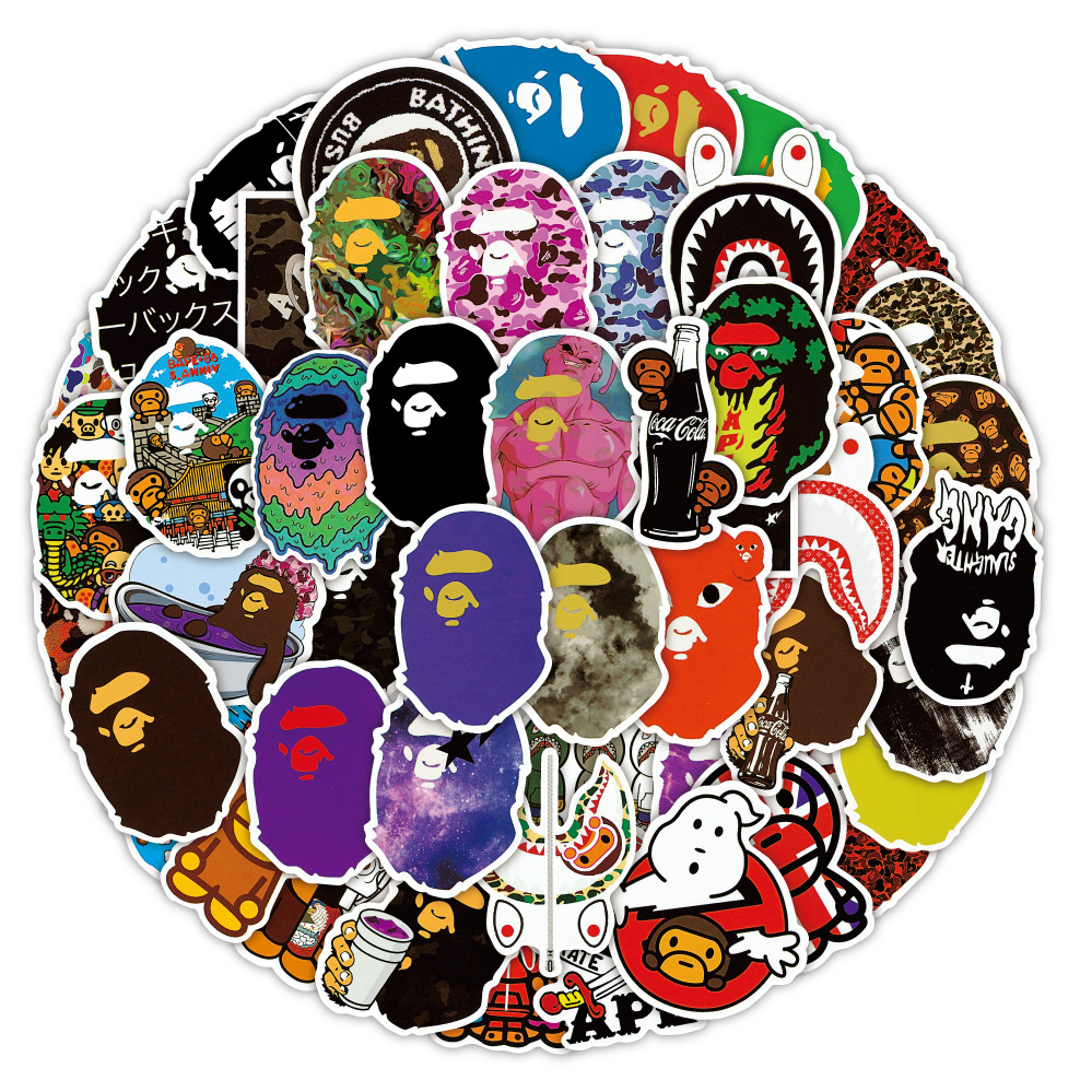 50PCS BAPE Stickers - A Bathing Ape Brand Vinyl Decals for Laptop ...