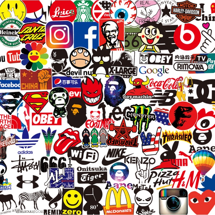 100PCS Hip Hop Brand Stickers - Waterproof Vinyl Decals for Phone ...