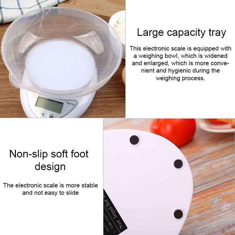 ️Kitchen Scale With Tray Food Scale Digital Weighing Scale Kitchen LED ...