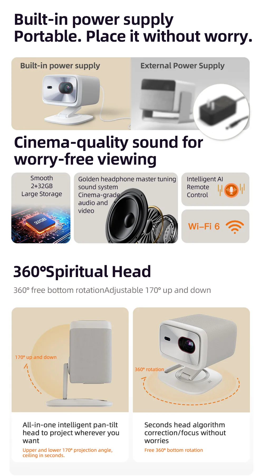 Lenovo Projector Portable Xiaoxin 100P 1300 ANSI Auto Focus Keystone ...