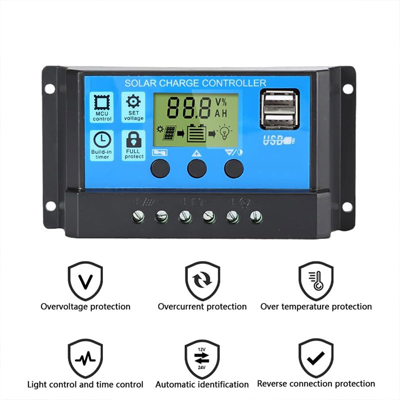 VoltMax 60A MPPT Solar Controller 12V 24V Auto LCD Display Bluetooth ...